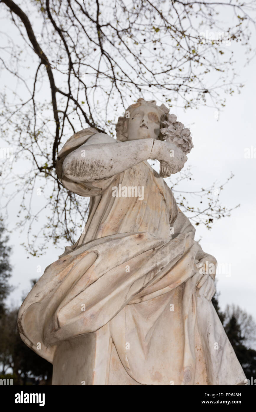 Marble statues in villa comunale of Naples Stock Photo - Alamy