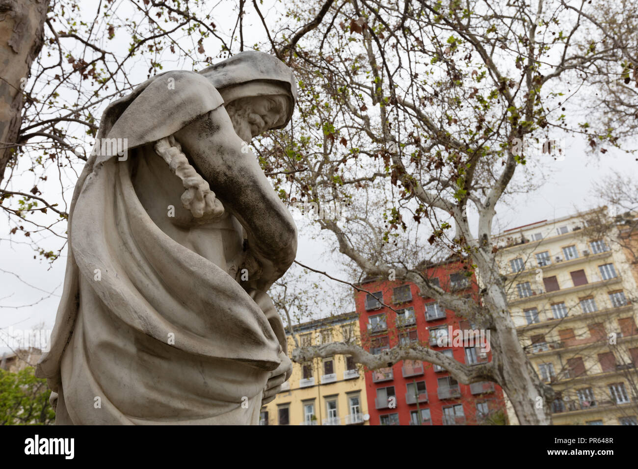 Marble statues in villa comunale of Naples Stock Photo - Alamy