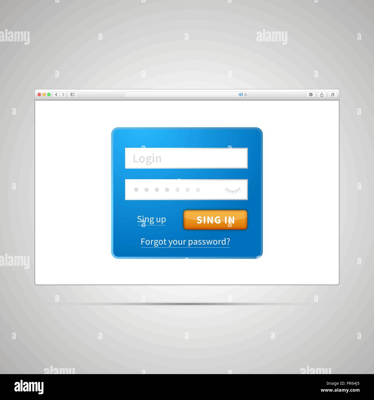 Login form on white in simple browser window Stock Vector Image & Art ...