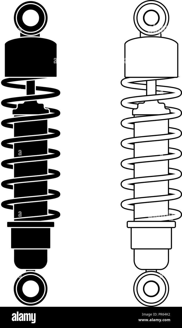 Shock absorber. Black and white outline icons Stock Vector Image & Art ...
