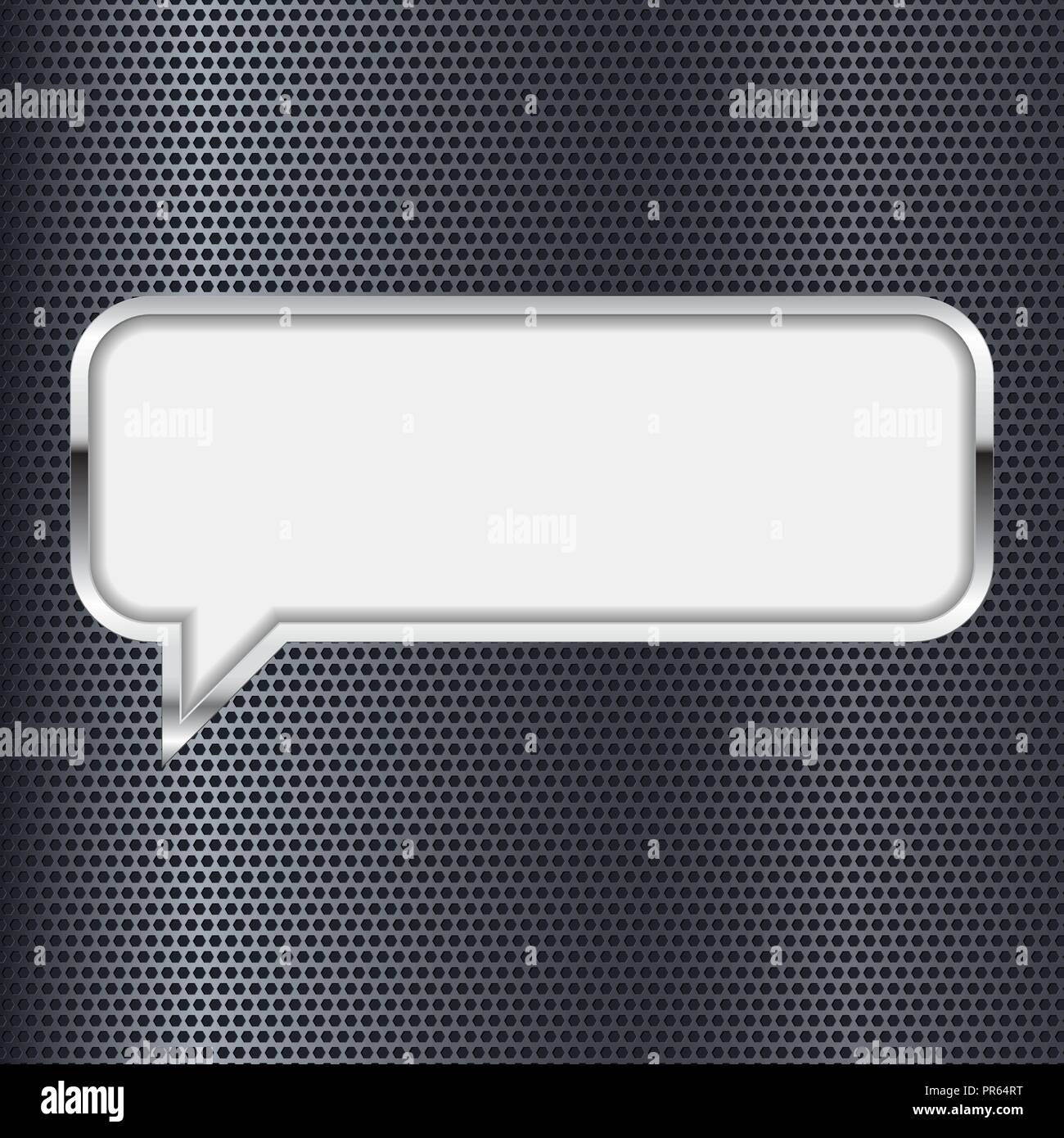 Speech bubble. Metal sign on perforated background Stock Vector Image ...