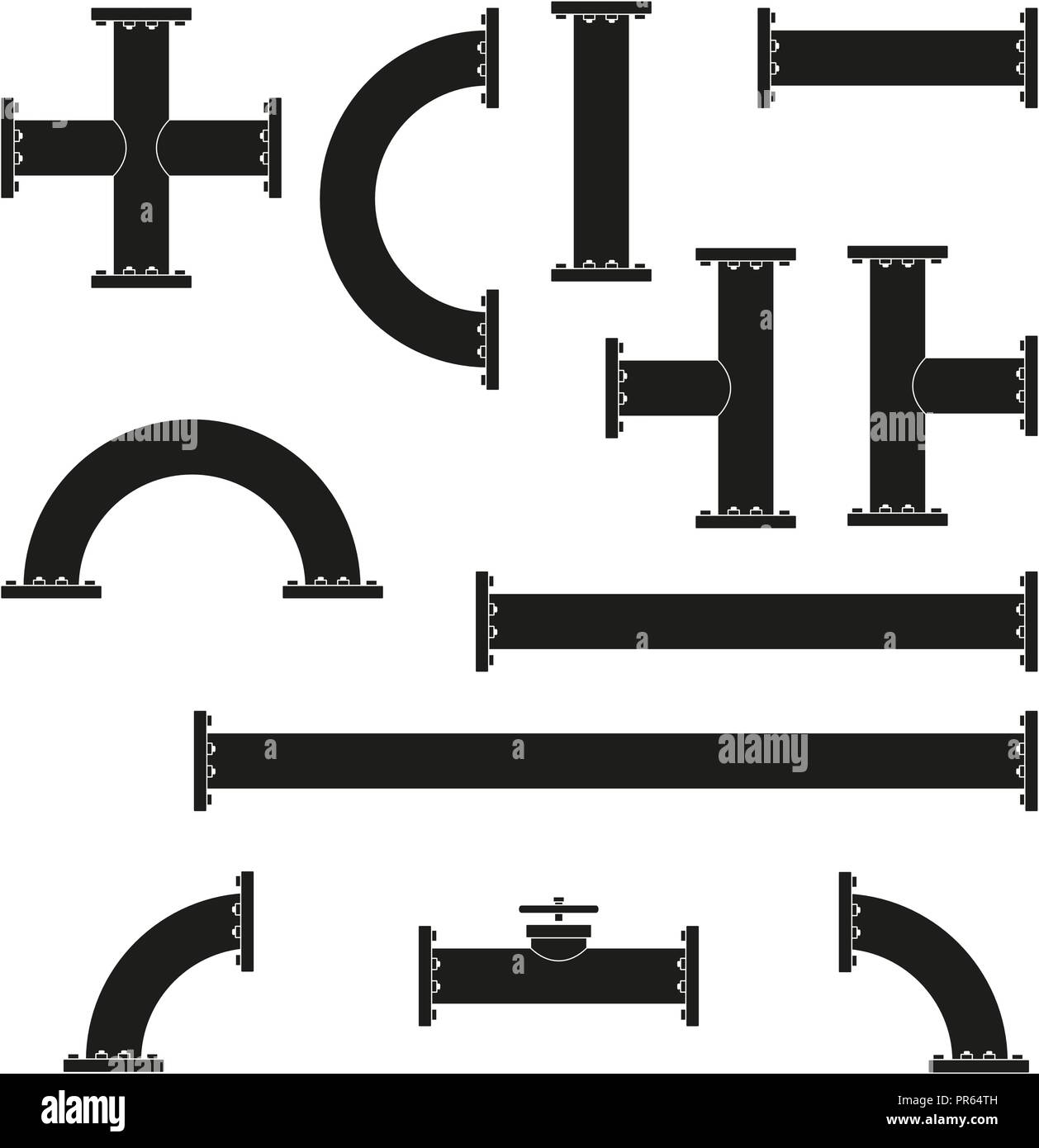 Tube connectors. Black icons Stock Vector Image & Art - Alamy