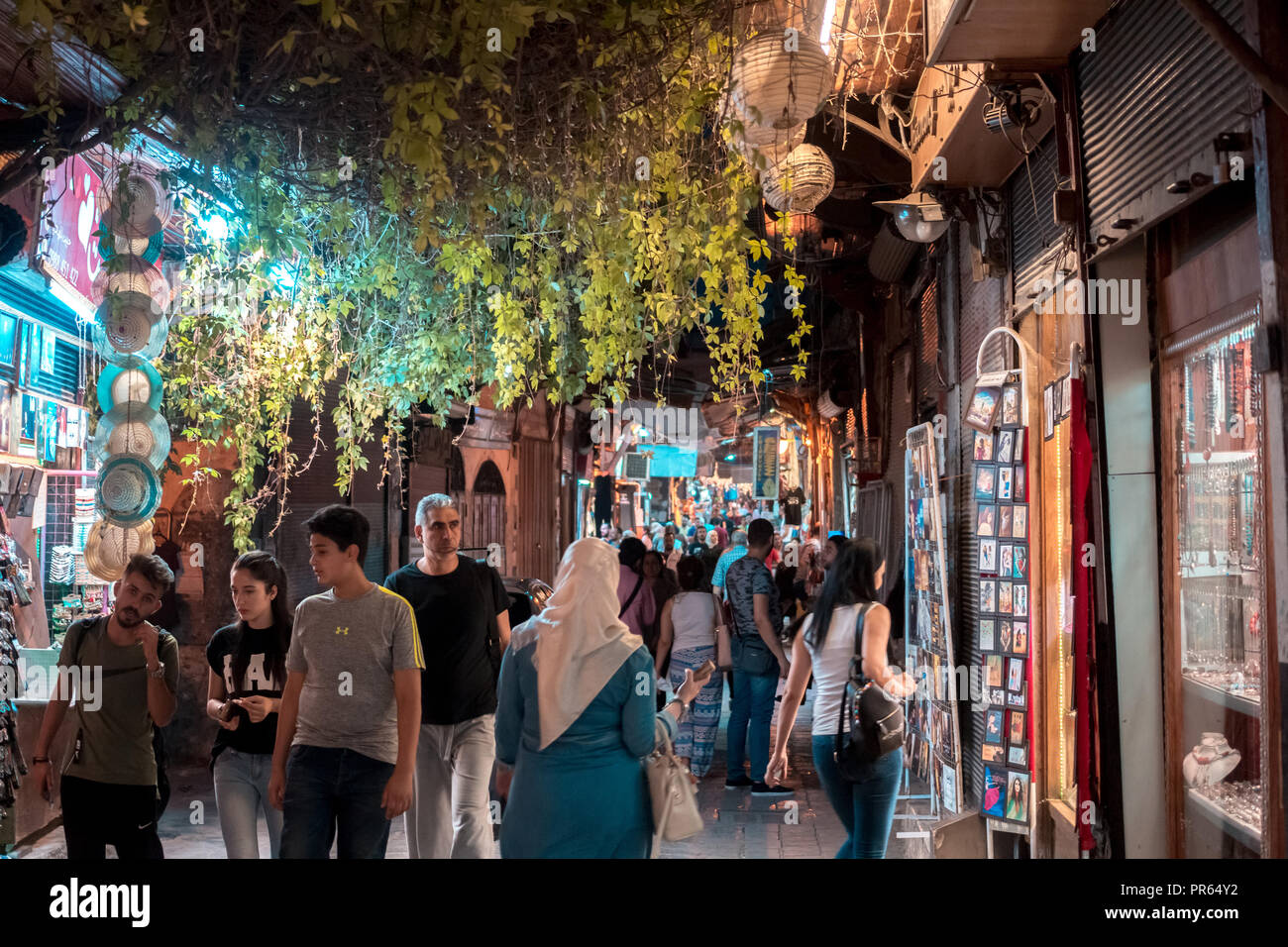 Damascus,Syria: night photo of a narrow alley in the old city near the ...