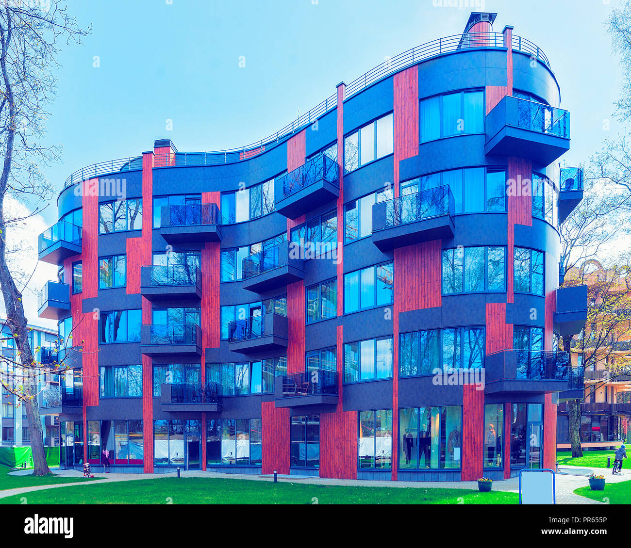 Contemporary european design apartment building. Toned Stock Photo - Alamy