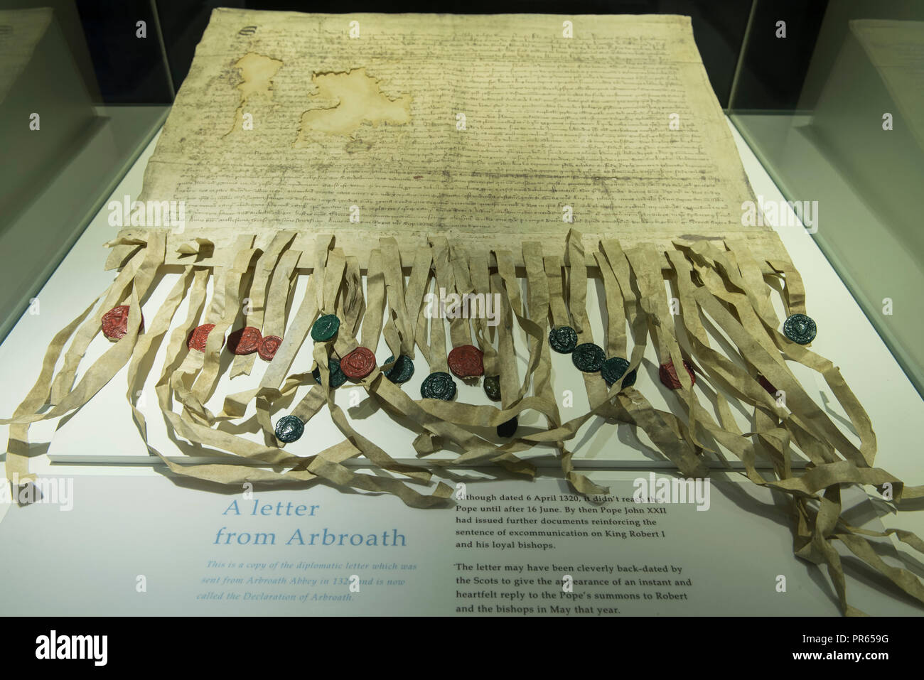 Copy of the Declaration of Arbroath in Arbroath Abbey, Arbroath, Angus ...
