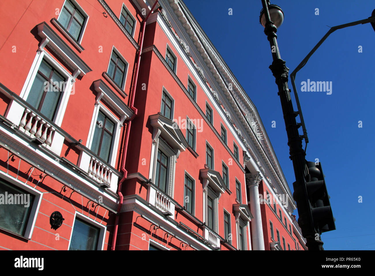 Detail of one of the many colourful and elegant buildings that are ...