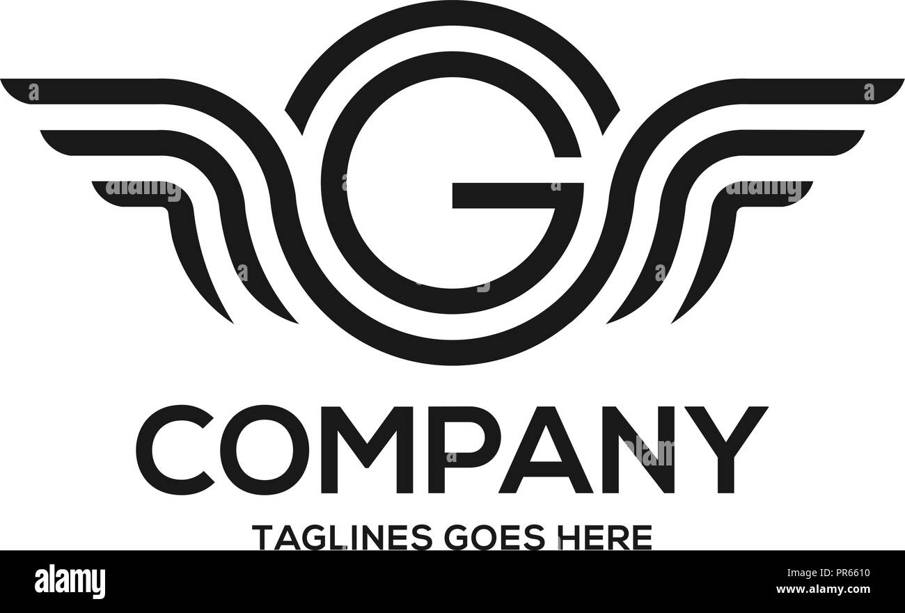 letter G with wings and circle logo vector, Creative Letter G with ...