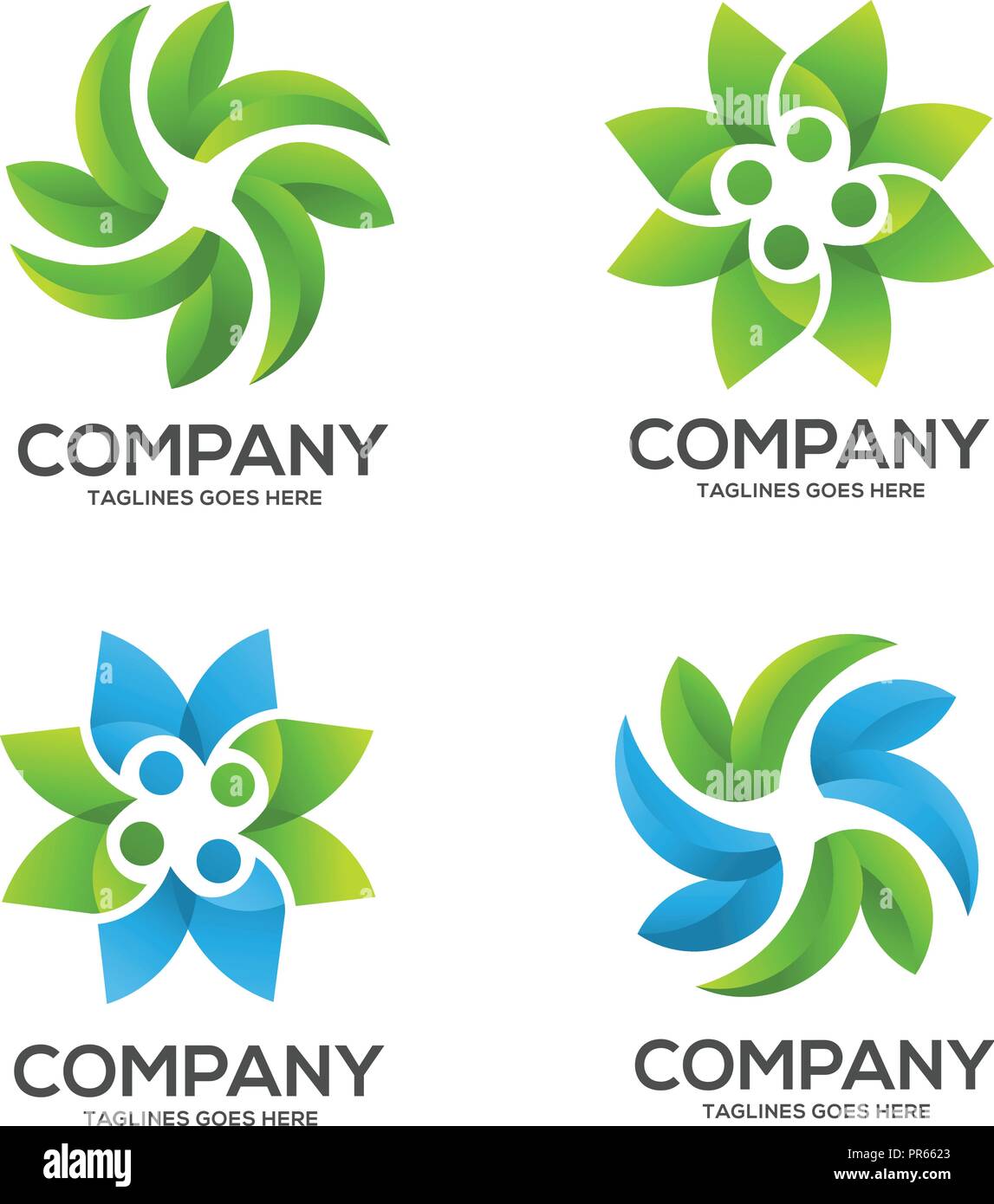 set of Eco environment green leaf nature community logo vector, Nature ...