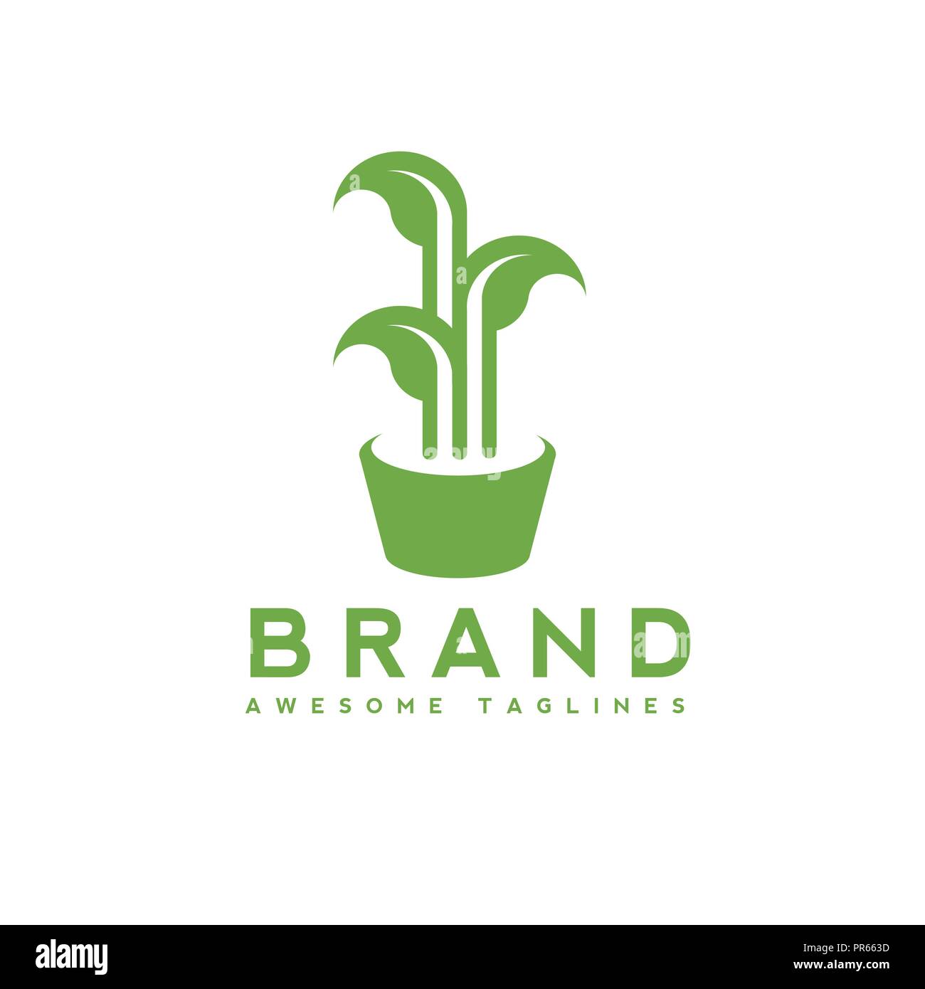 Pot Plant Logo Flower Pot And Plant Logo Design. Growth Vector Logo