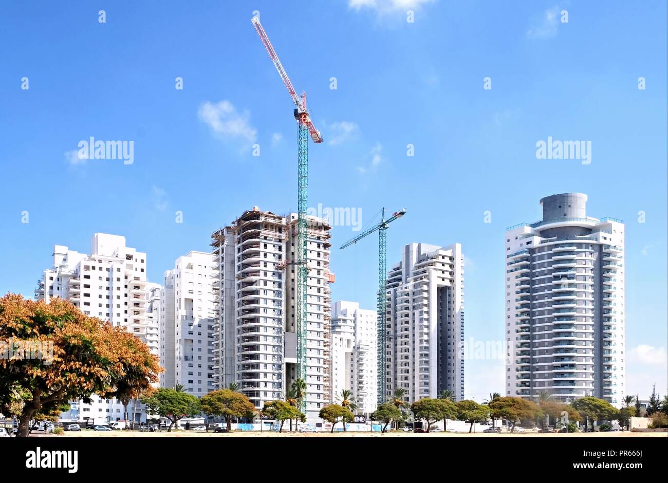 Housing construction of houses in a new area of the city Holon in ...