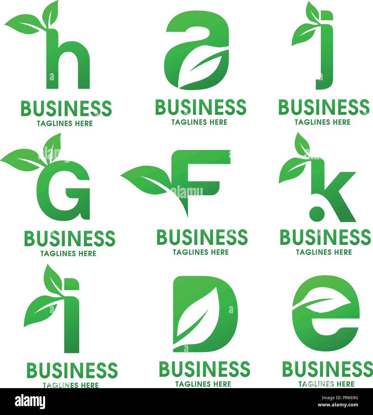 letter with leaf logo white background. letter with leaf of sprout ...