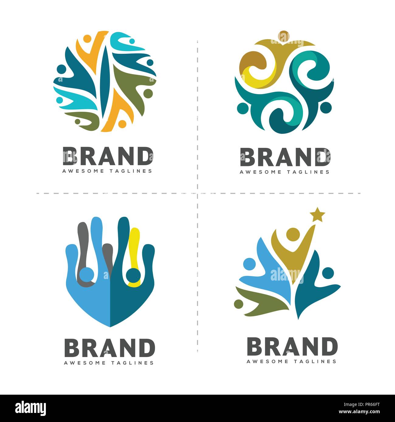 Community colorful logo template. Teamwork symbol. Social logo ...