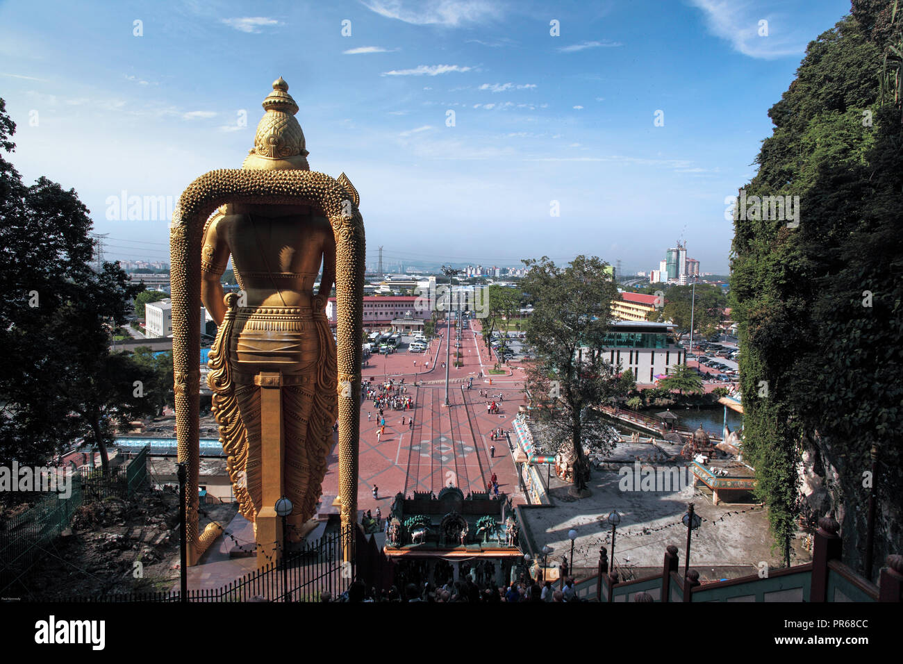 Lord Murugan statue and Batu Caves steps in Selangor, Malaysia Stock ...