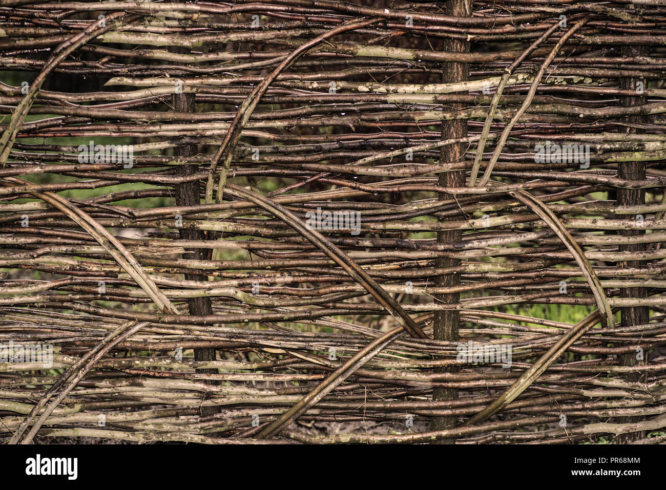 A braided fence made of branches of trees in an ancient way Stock Photo ...