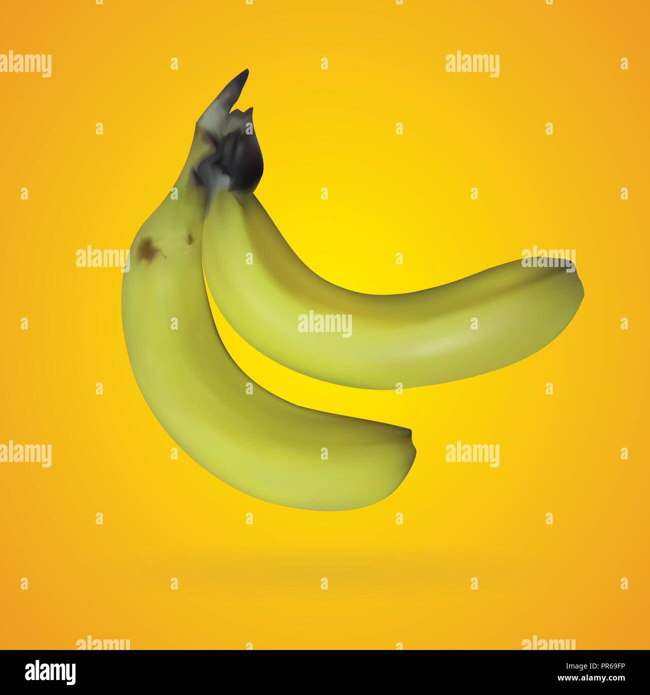 Realistic mesh banana with yellow backgrounds, vector, illustration ...
