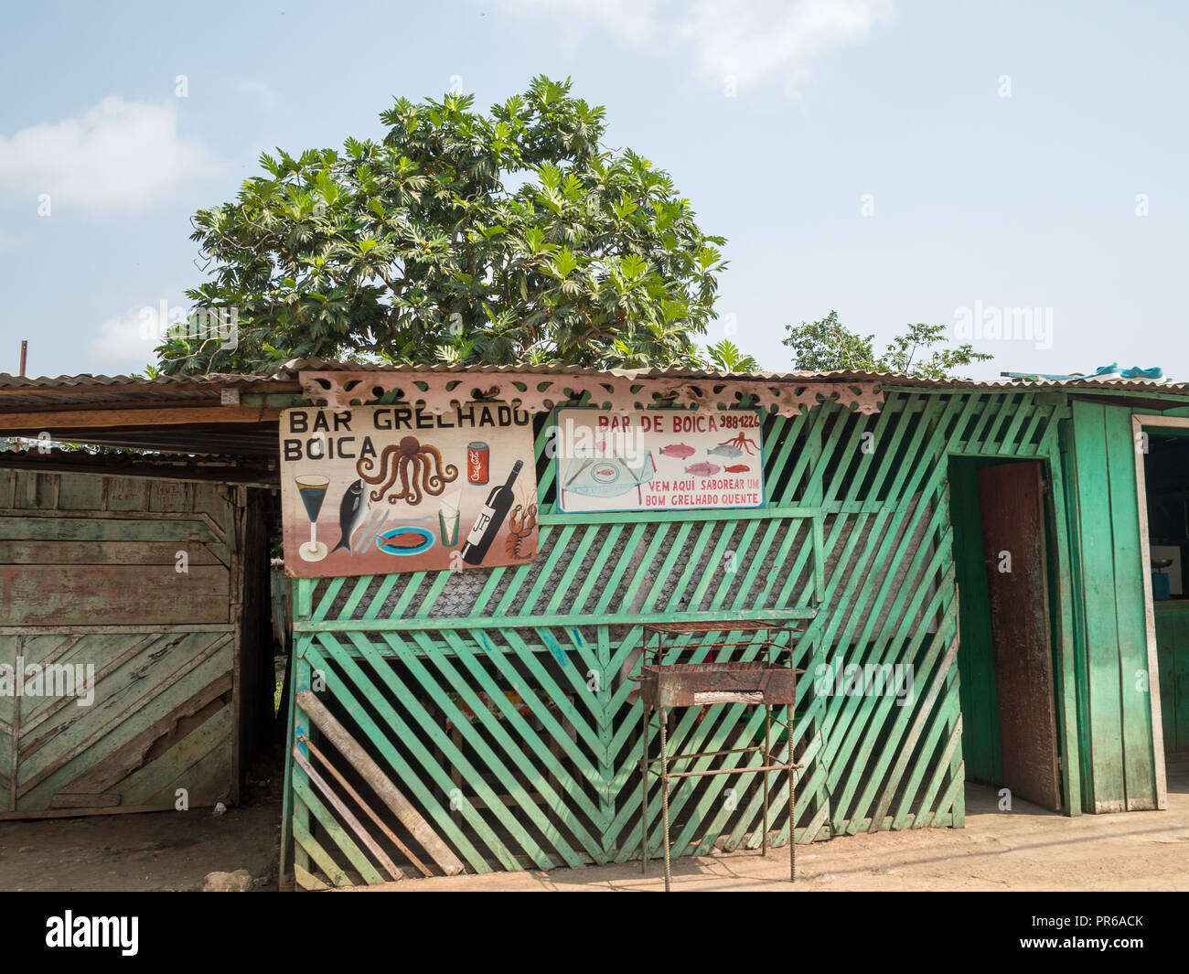A wooden shack bar in São Tomé Stock Photo - Alamy