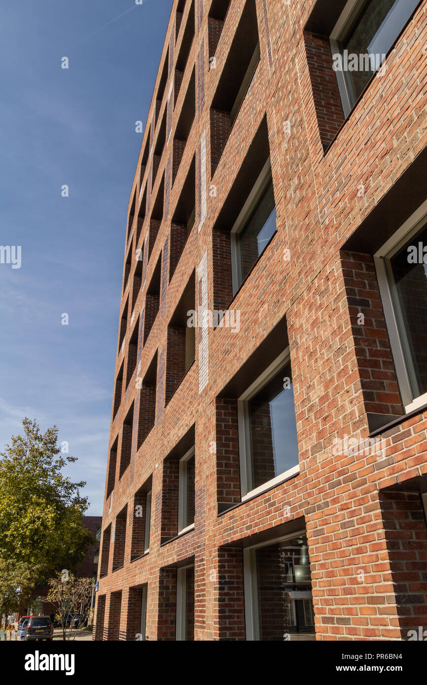 square shaped windows architecture building with bright light Stock ...