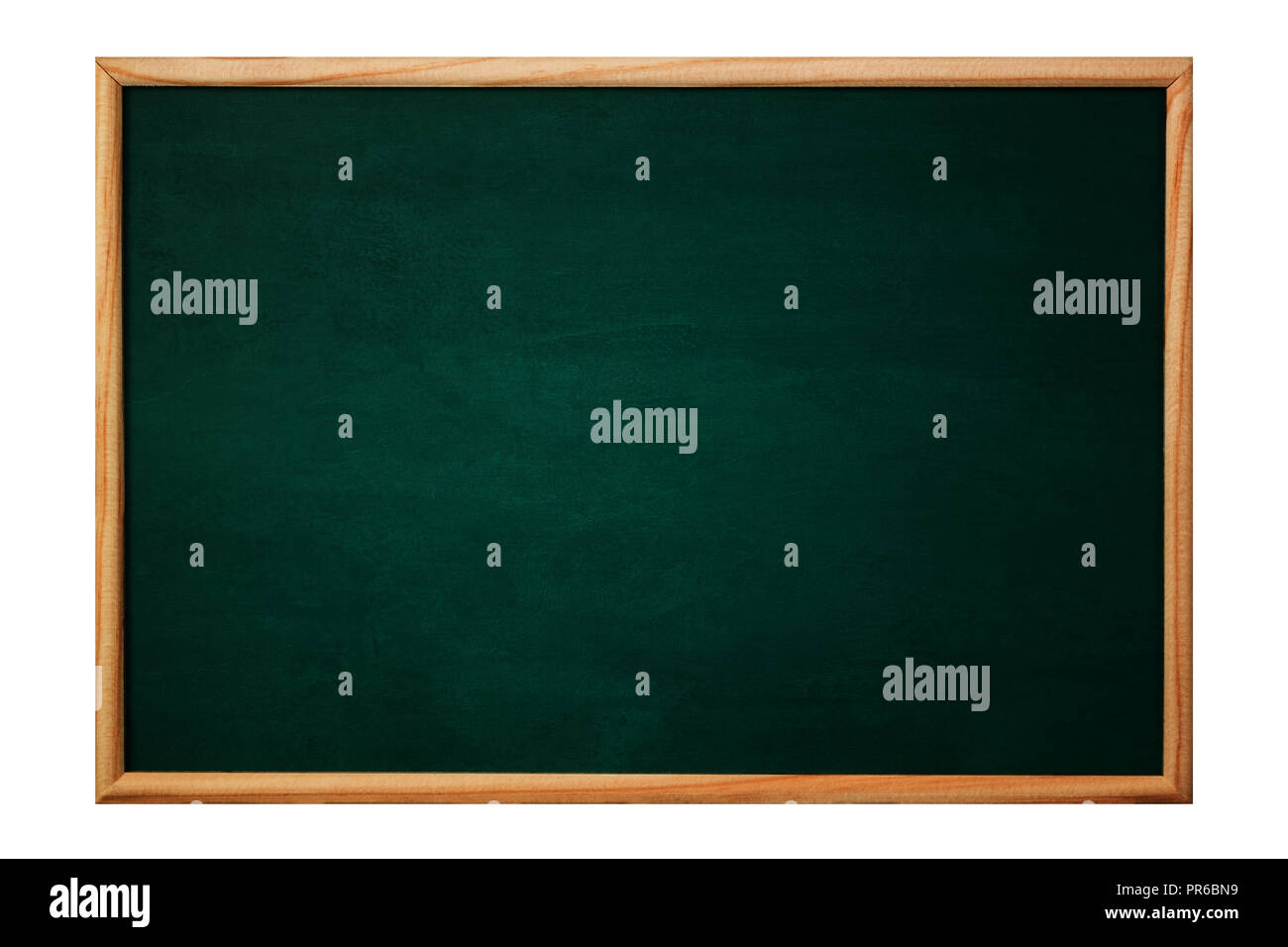 Empty green chalkboard or school board background and texture with wood ...