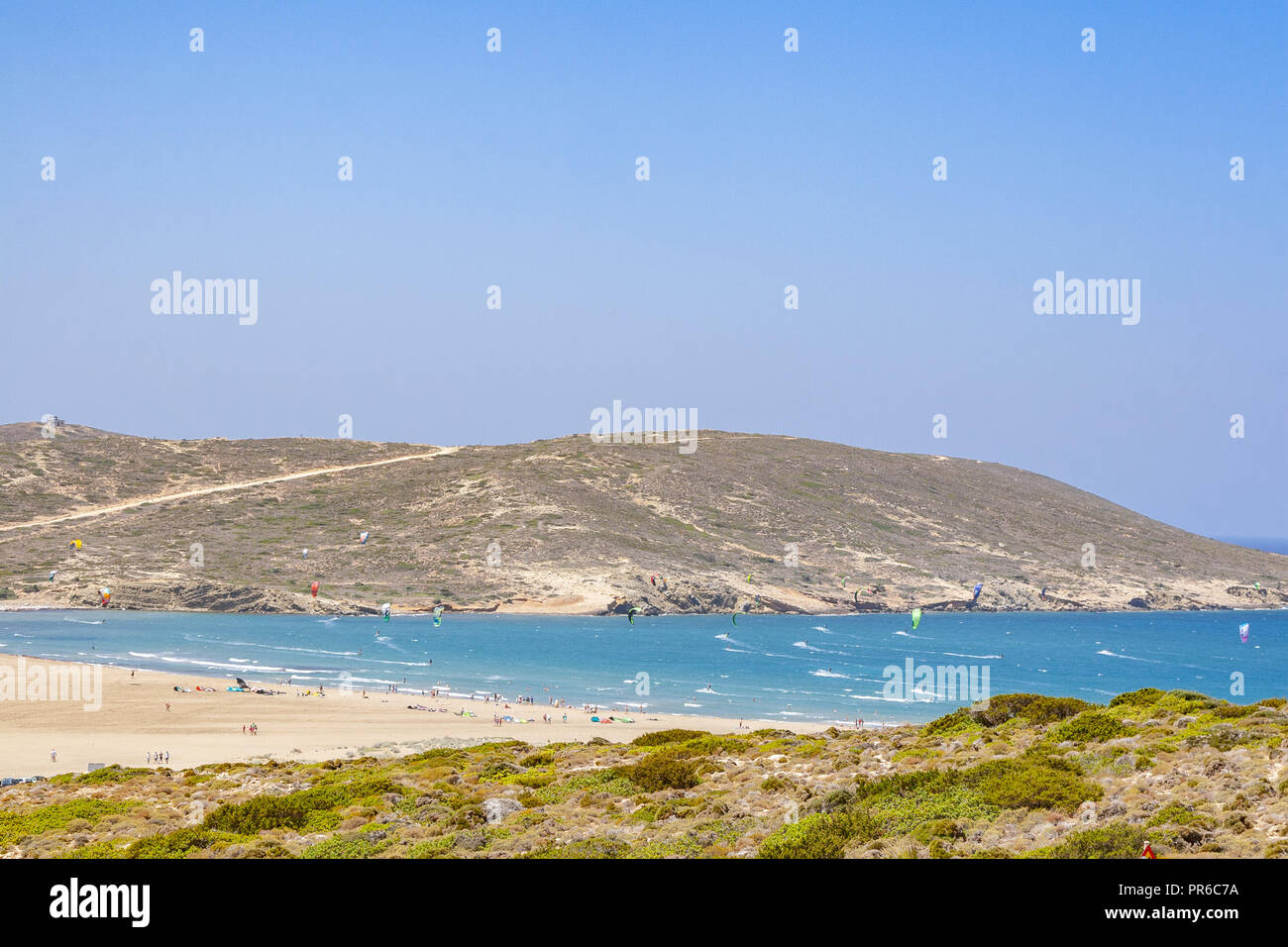 Scenic beach in Prasonisi on Rhodes island, Dodecanese, Greece ...