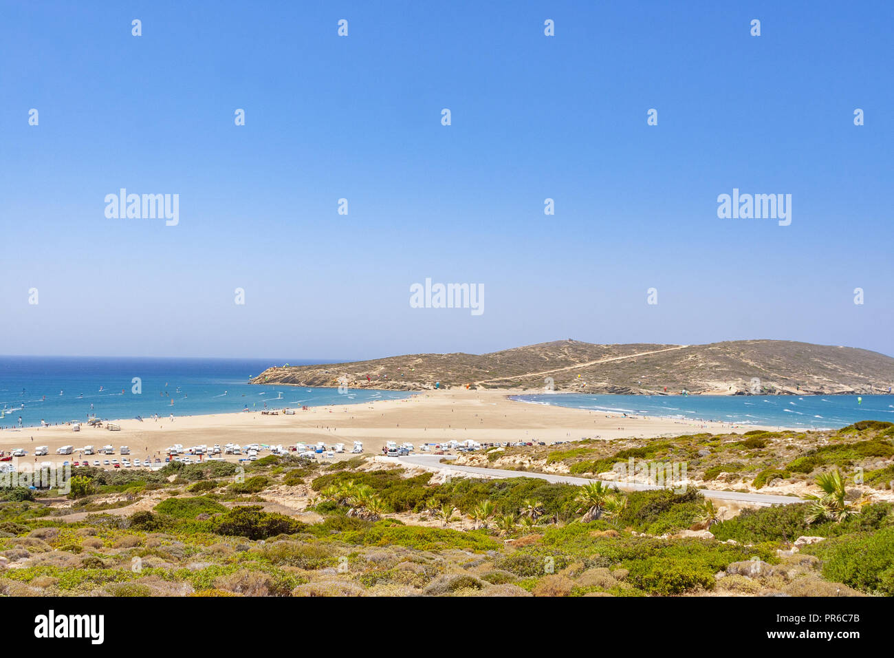Scenic beach in Prasonisi on Rhodes island, Dodecanese, Greece ...