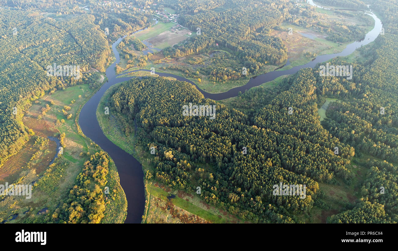 Aerial wiev of natural river Stock Photo - Alamy