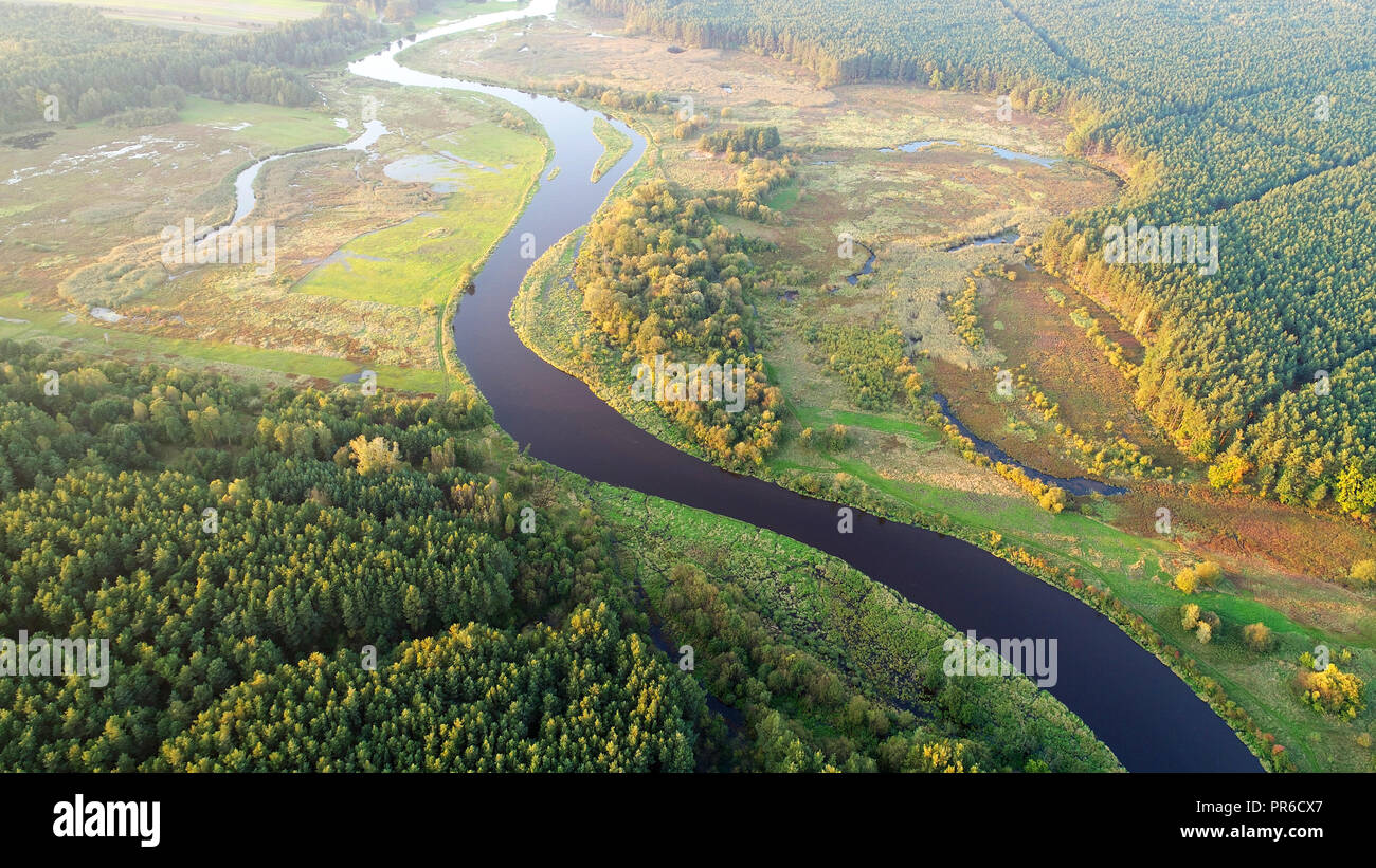 Aerial wiev of natural river Stock Photo - Alamy