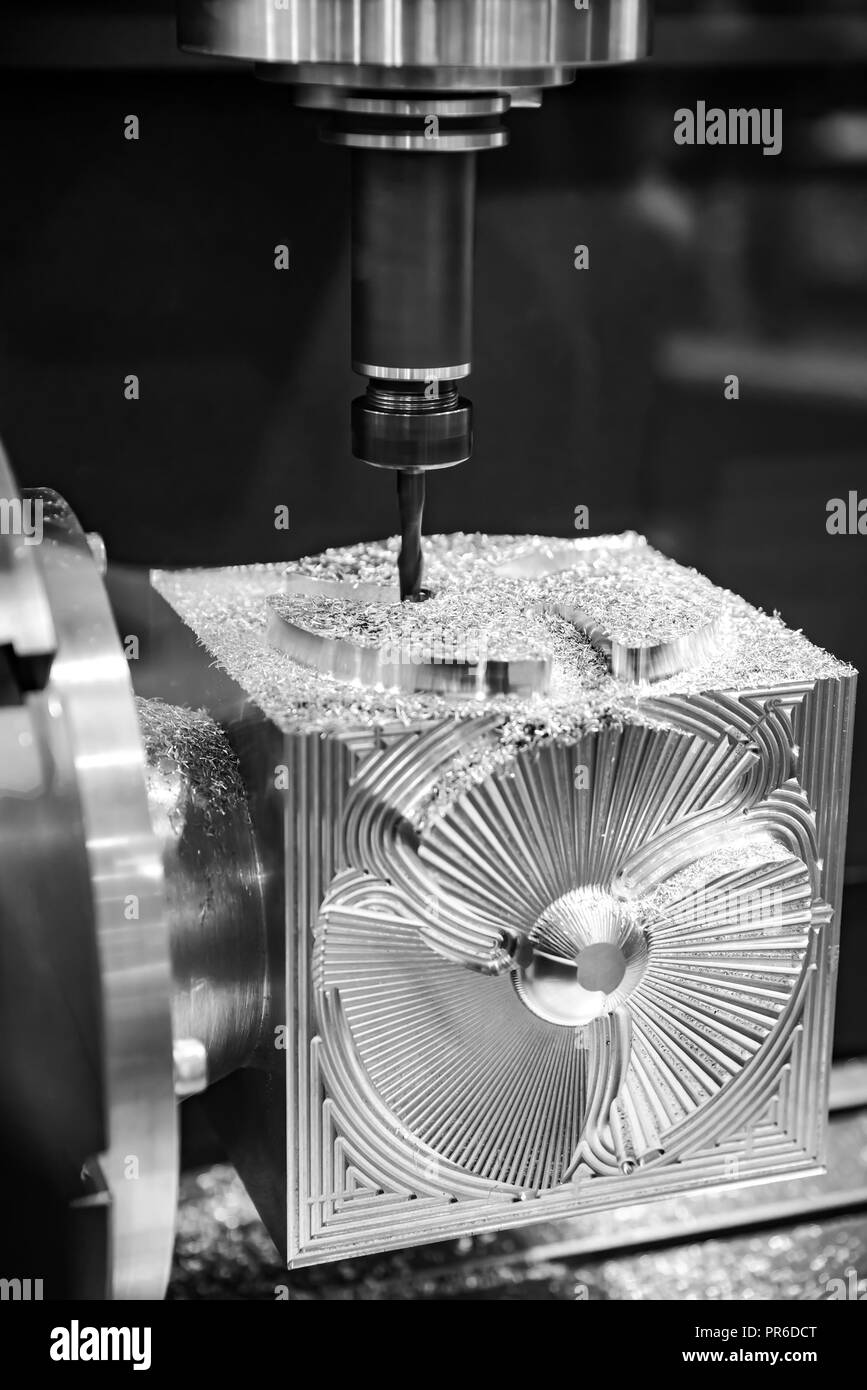 Metalworking CNC milling machine. Cutting metal modern processing ...