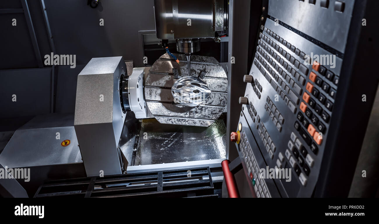 Metalworking CNC milling machine. Cutting metal modern processing ...