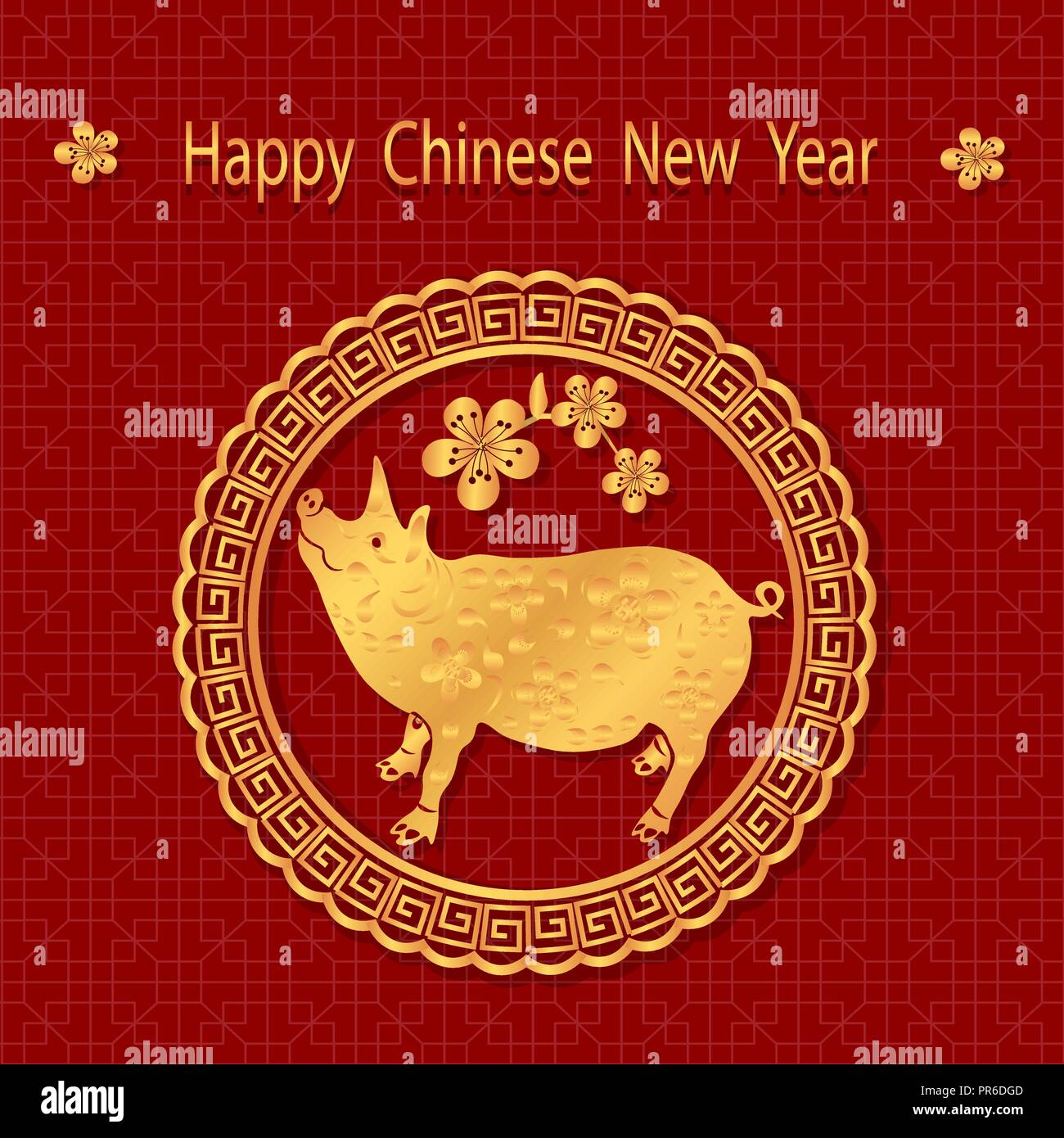 2019 Sign of the Zodiac. Greeting inscription with the Chinese New Year ...