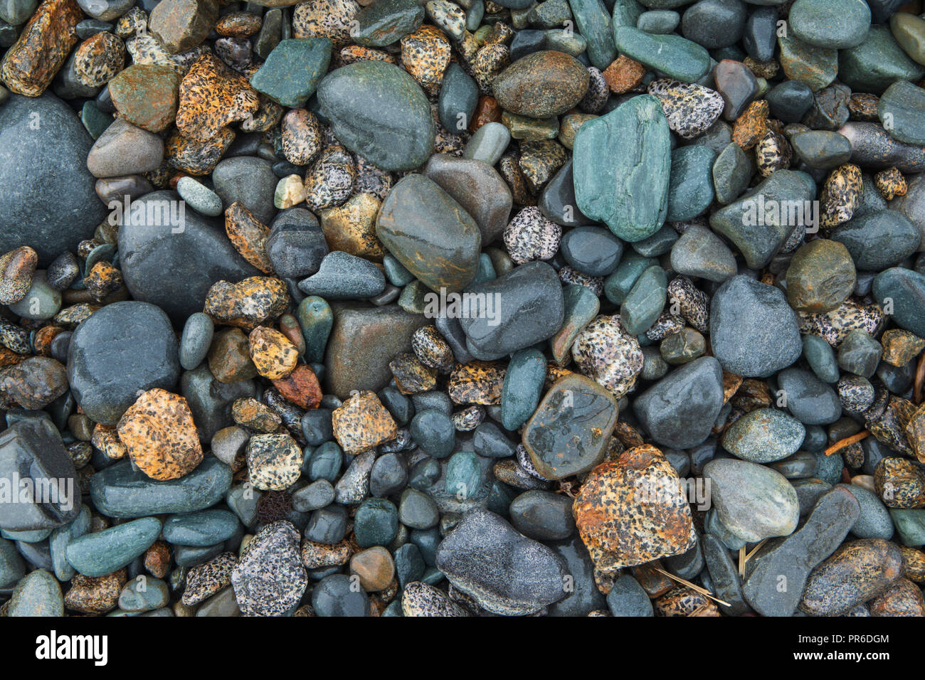 Overhead view of beach rocks at Pubnico Point, Nova Scotia, Canada ...