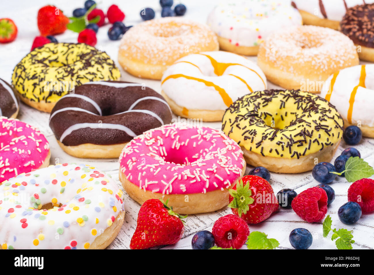Mix of colorful doughnuts Stock Photo - Alamy