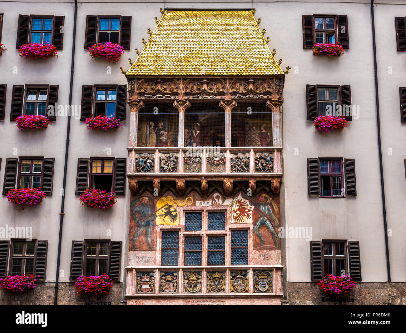 Detail of the famous goldenes dachl in Innsbruck, Austria Stock Photo ...