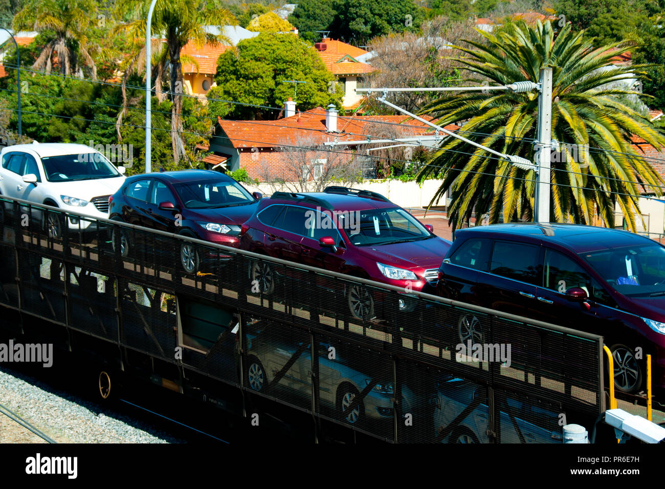 Car transporter train hi-res stock photography and images - Alamy