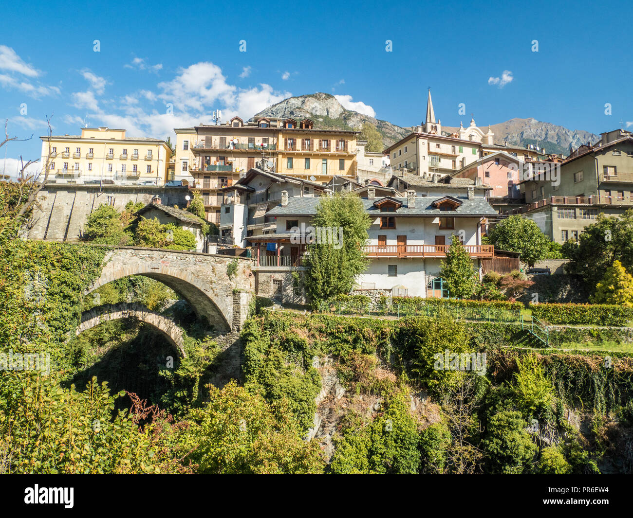 Roman bridge in Chatillon, a town in the Aosta Valley NW Italy Stock ...