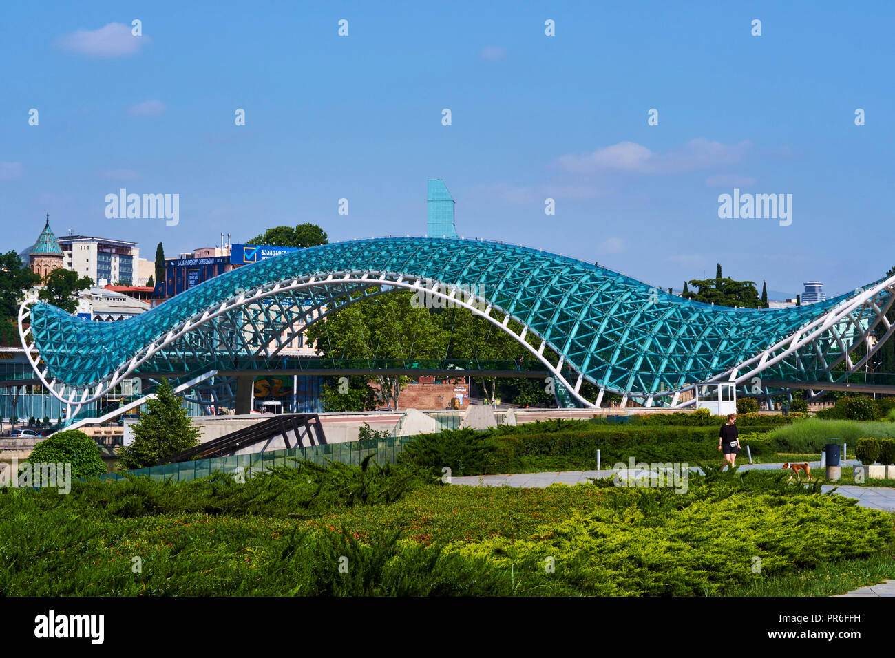 Georgia, Caucasus, Tbilisi, old city, Mtkvari river, Peace Bridge ...