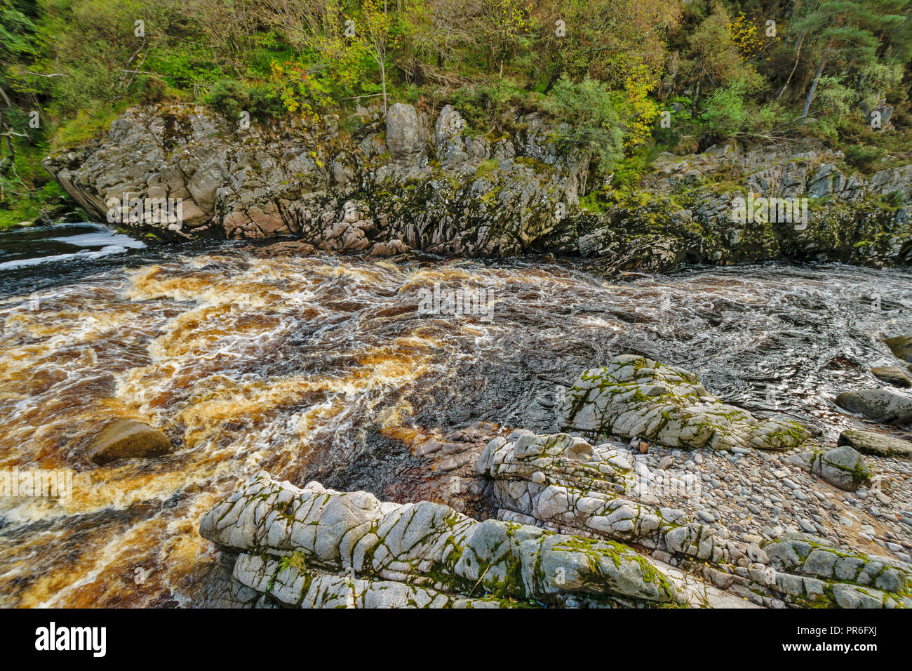 RIVER FINDHORN DULSIE BRIDGE MORAY SCOTLAND RAPIDS UPSTREAM OF THE ...