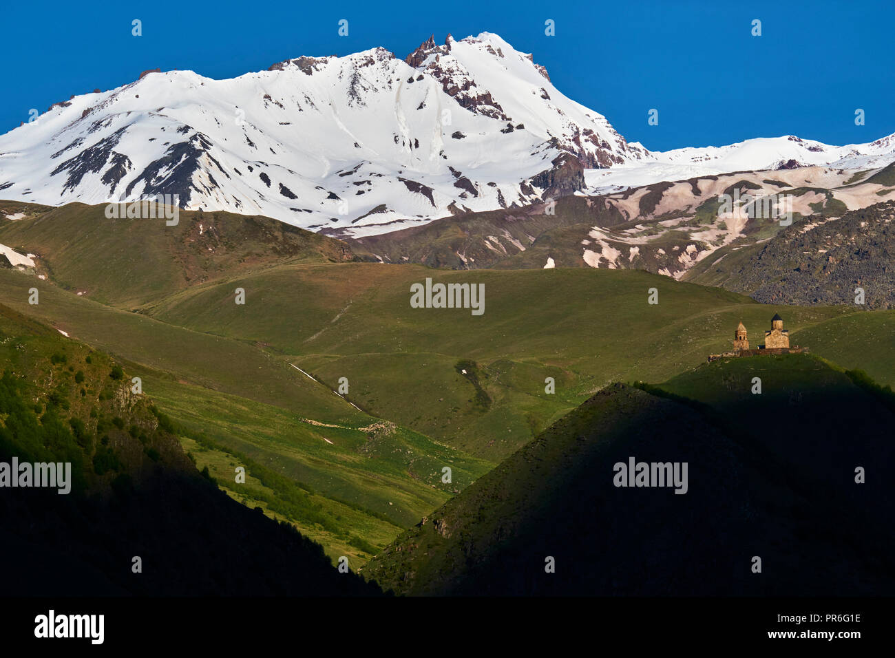 Georgia, Caucasus, Stephantsminda, Kazbegi, Kazbek Mount 5047m, Gergeti ...