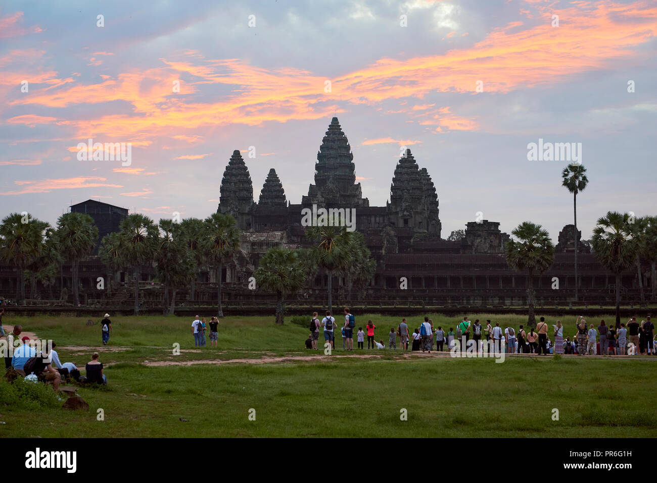 Sunrise in Angkor Wat. The Angkor Wat complex, Built during the Khmer ...