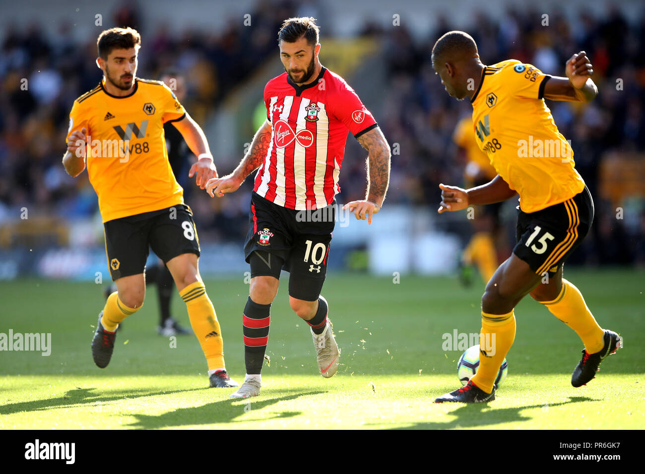 Southampton's Charlie Austin (centre) and Wolverhampton Wanderers ...