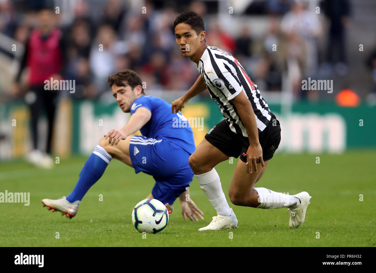 Newcastle United's Yoshinori Muto in action during the Premier League ...