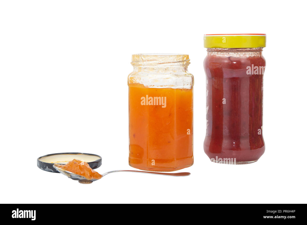 homemade jam jar in closeup isolated on white background Stock Photo ...