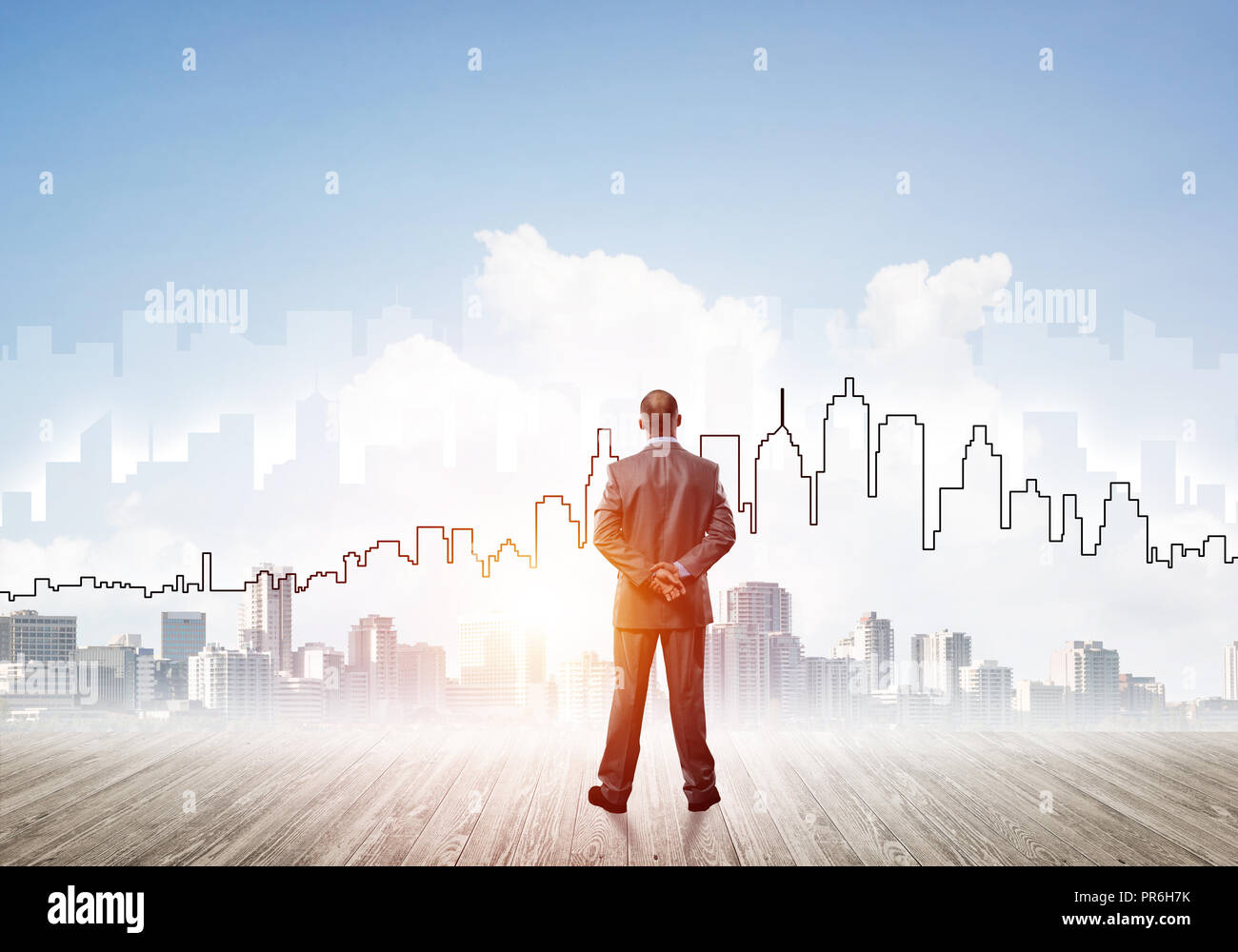 Motivation and inspiration concept with modern cityscape and ...