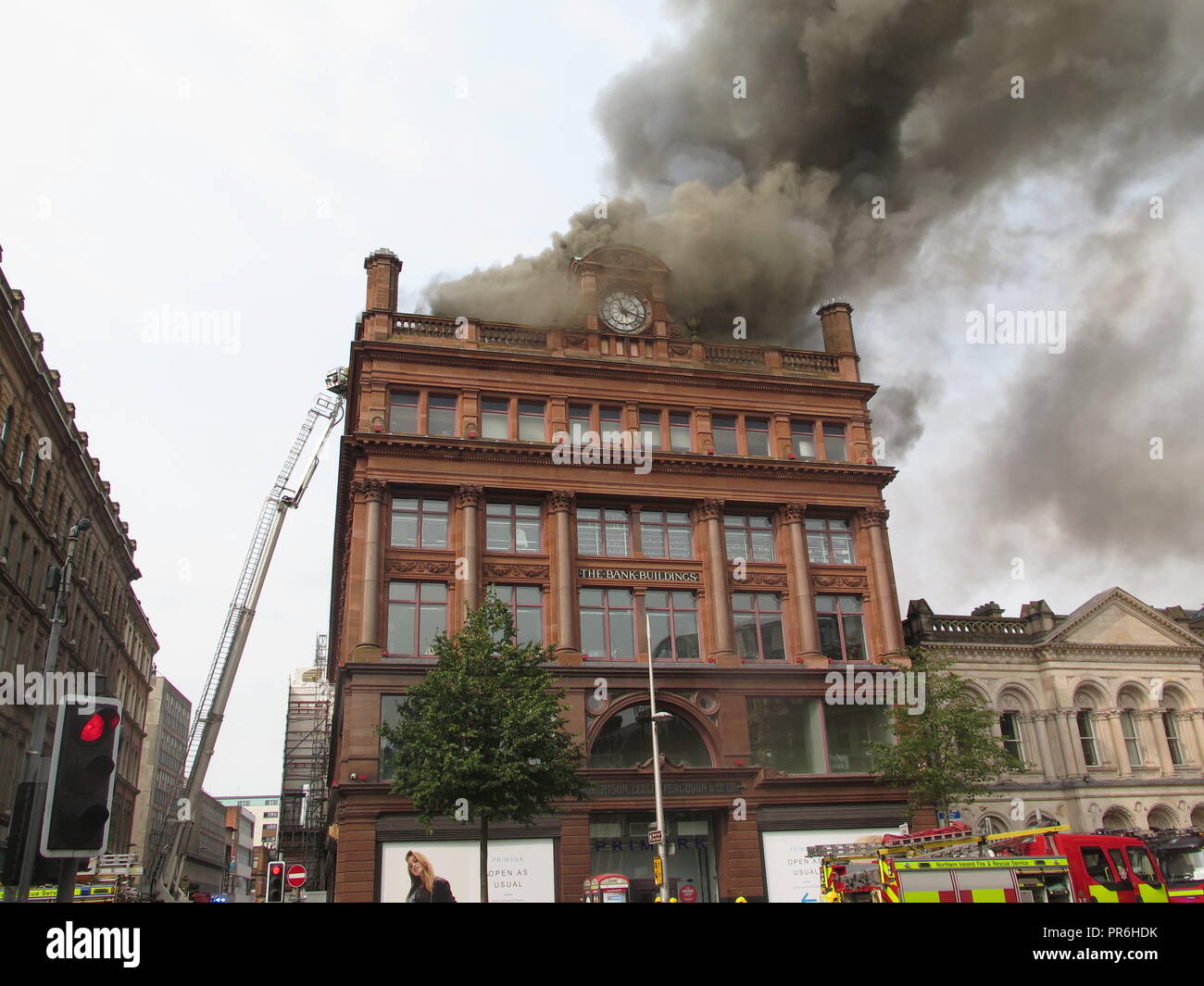 Belfast Primark, located in The Bank Buildings, on fire in Belfast City ...