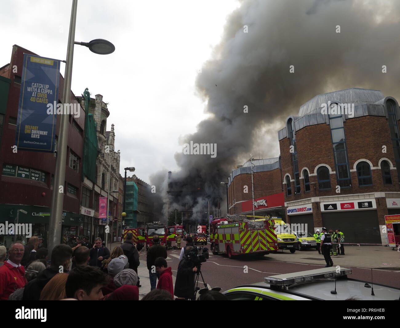 Belfast Primark, located in The Bank Buildings, on fire in Belfast City ...