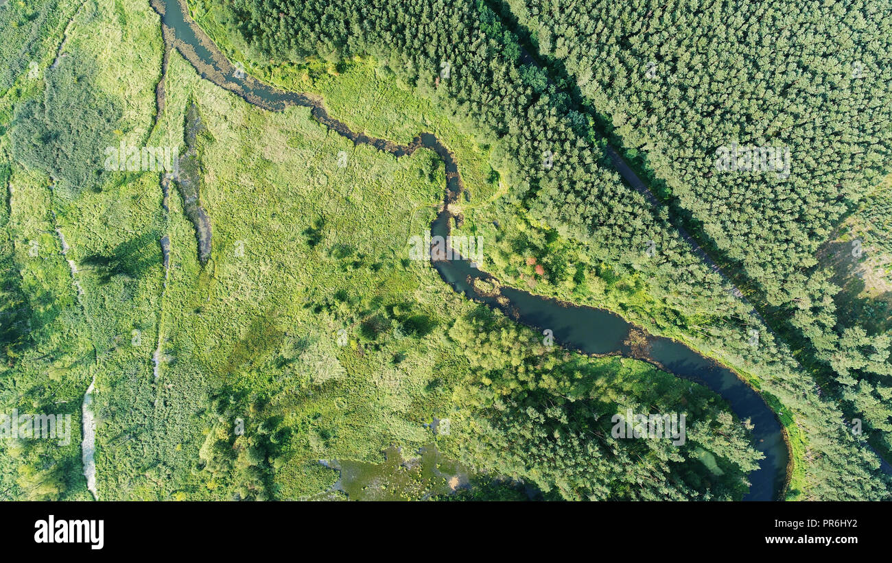 Aerial landscape with natural river Stock Photo - Alamy