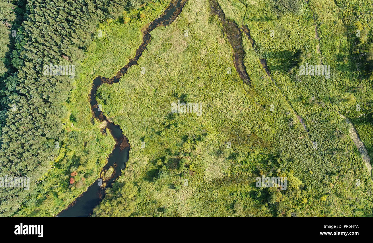 Aerial landscape with natural river Stock Photo - Alamy