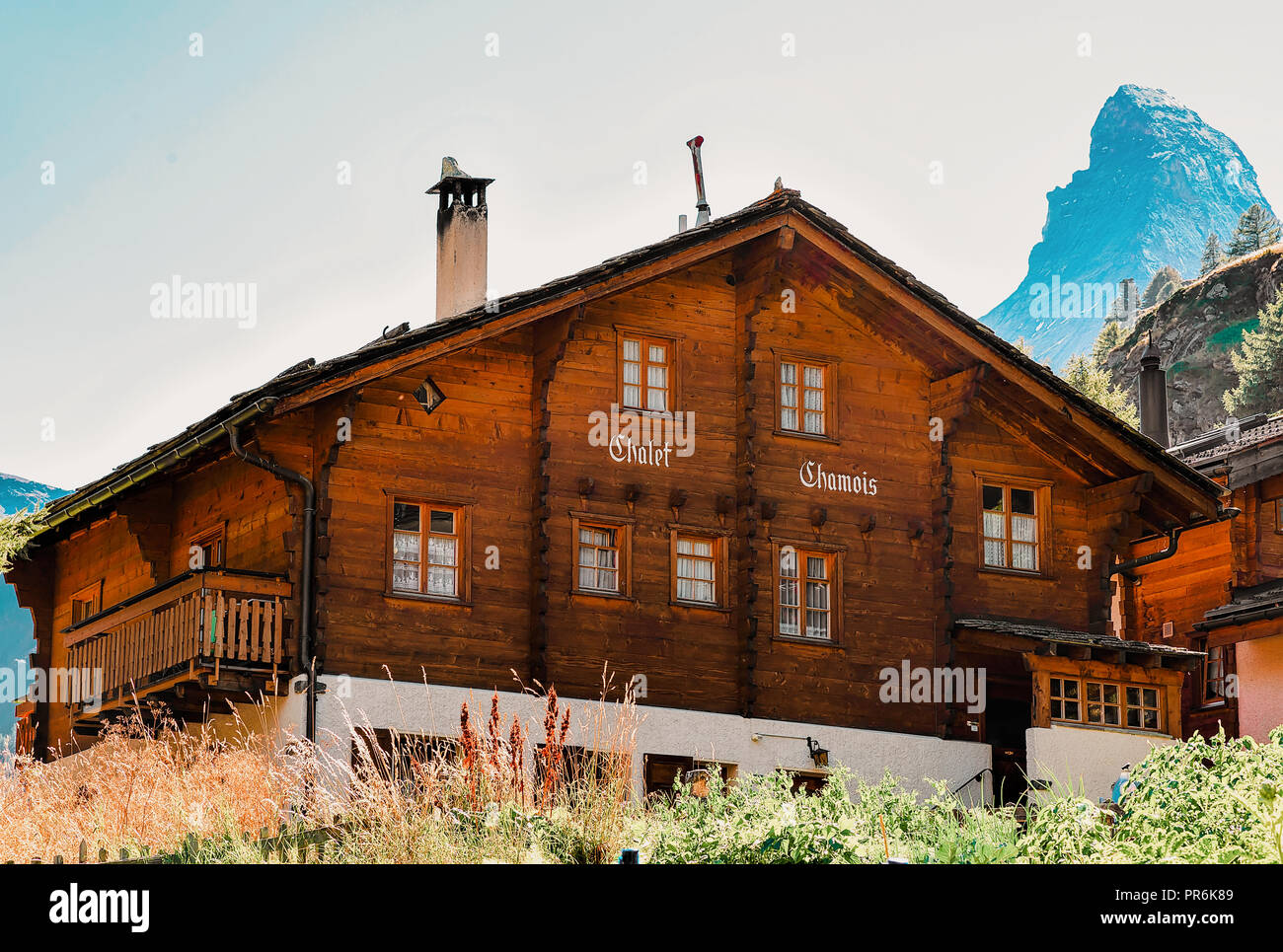 Zermatt, Switzerland - 24 August, 2016: Traditional Swiss Chalet at ...