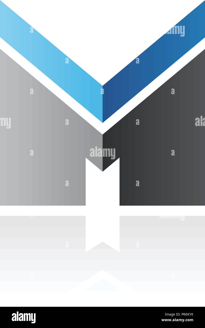 Vector Illustration of Blue and Black Letter M with a Thick Stripe and ...