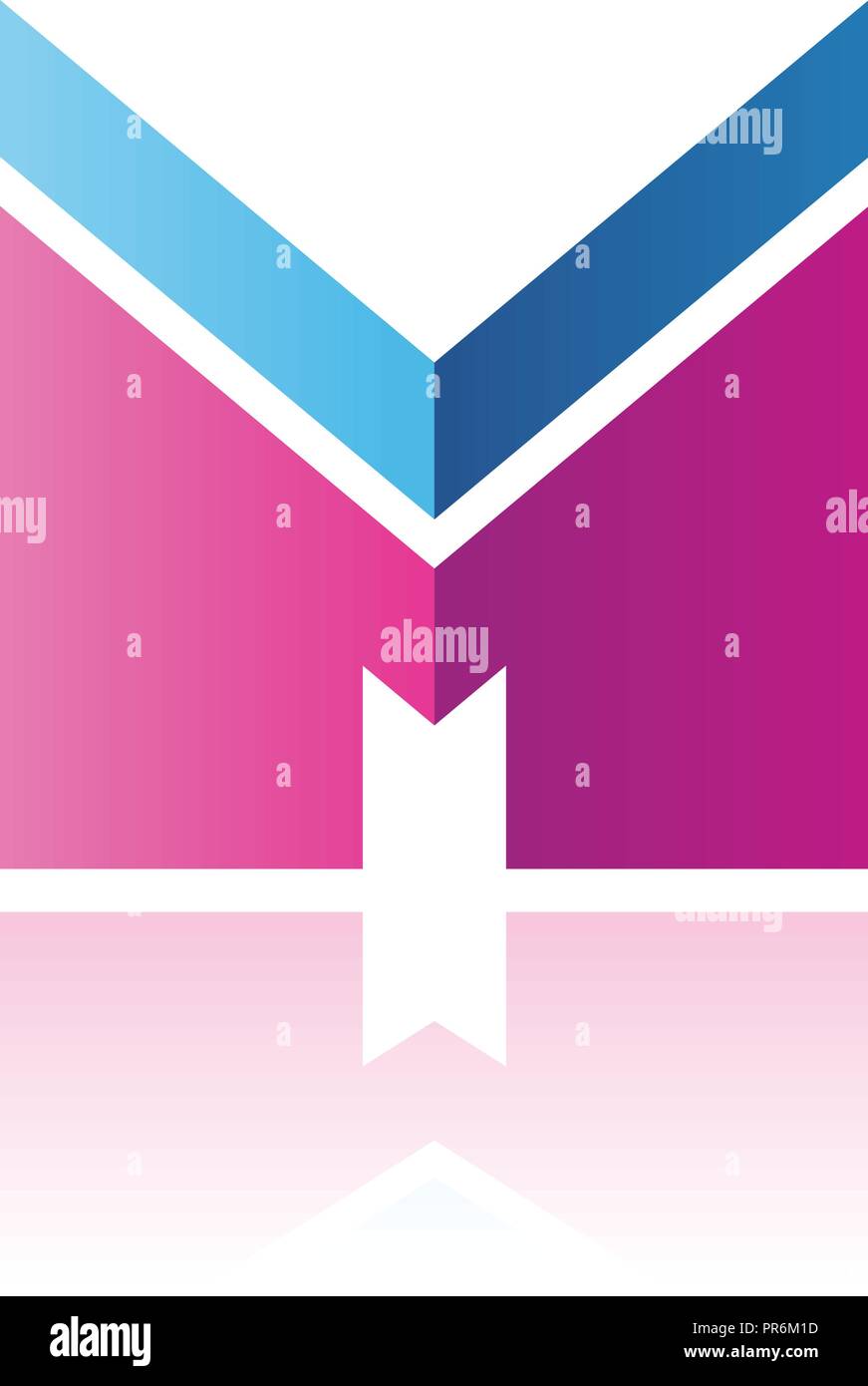 Vector Illustration of Blue and Magenta Letter M with a Thick Stripe ...