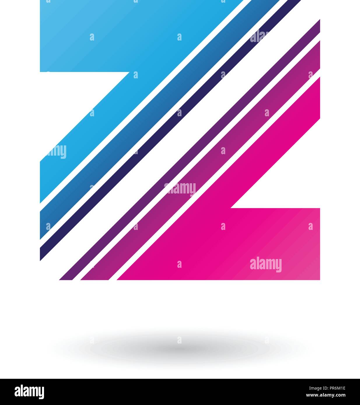 Vector Illustration of Blue and Magenta Letter Z with Diagonal Stripes ...